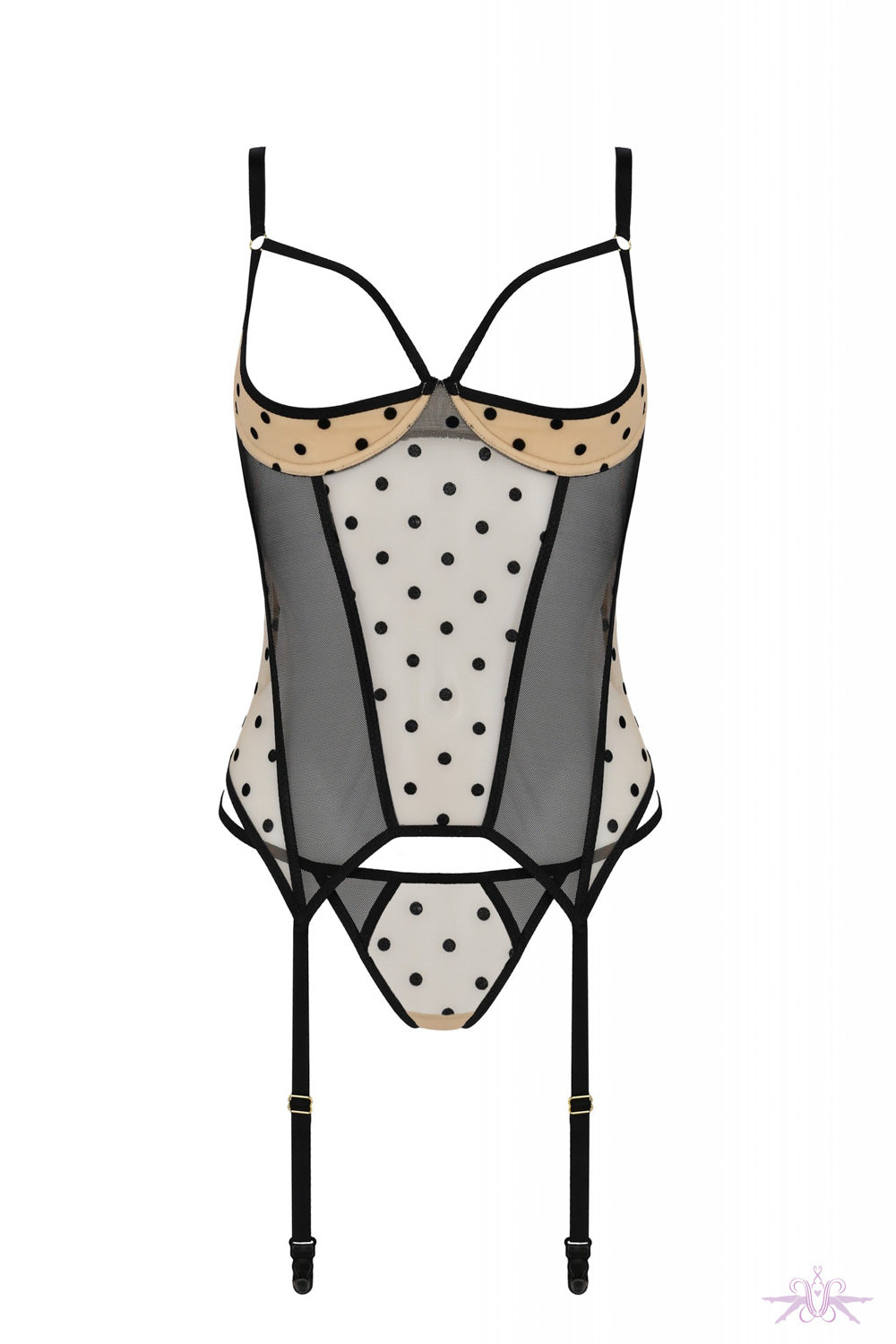 Passion Marina Beige Corset with Four Suspender straps at Mayfair Stockings