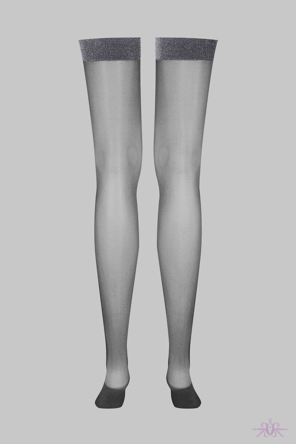 Maison Close Sheer Lurex Silver Welt Stockings from Mayfair Stockings