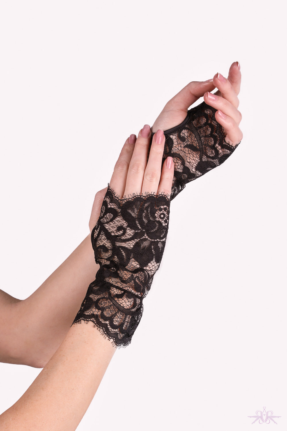 Prelude Marlene Short Lace Gloves at Mayfair Stockings Luxury Lace Gloves